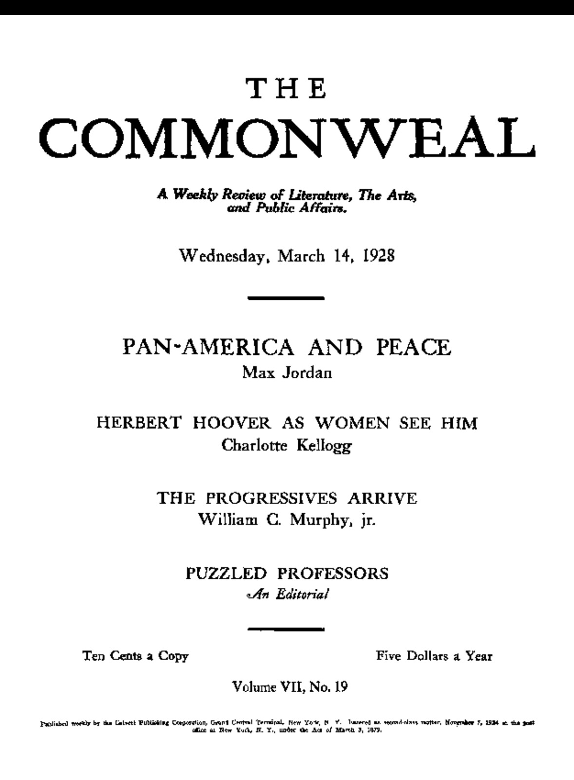 March 14, 1928 | Commonweal Magazine
