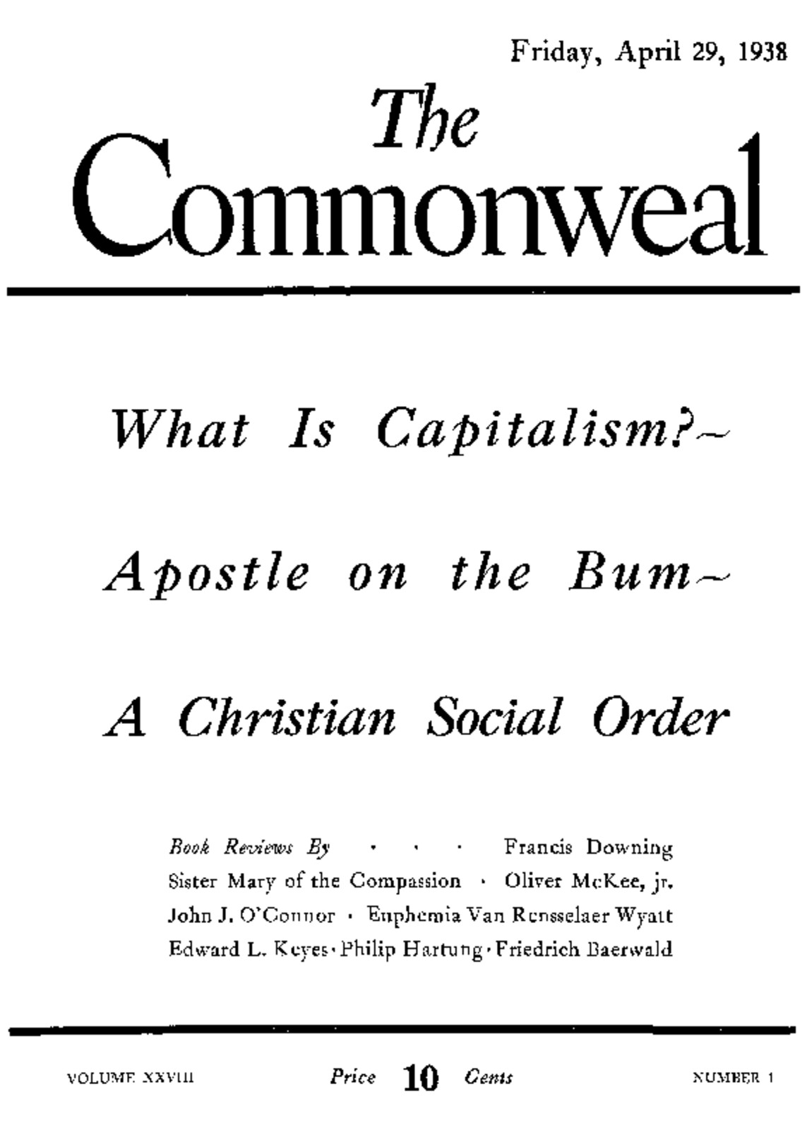 April 29, 1938 | Commonweal Magazine