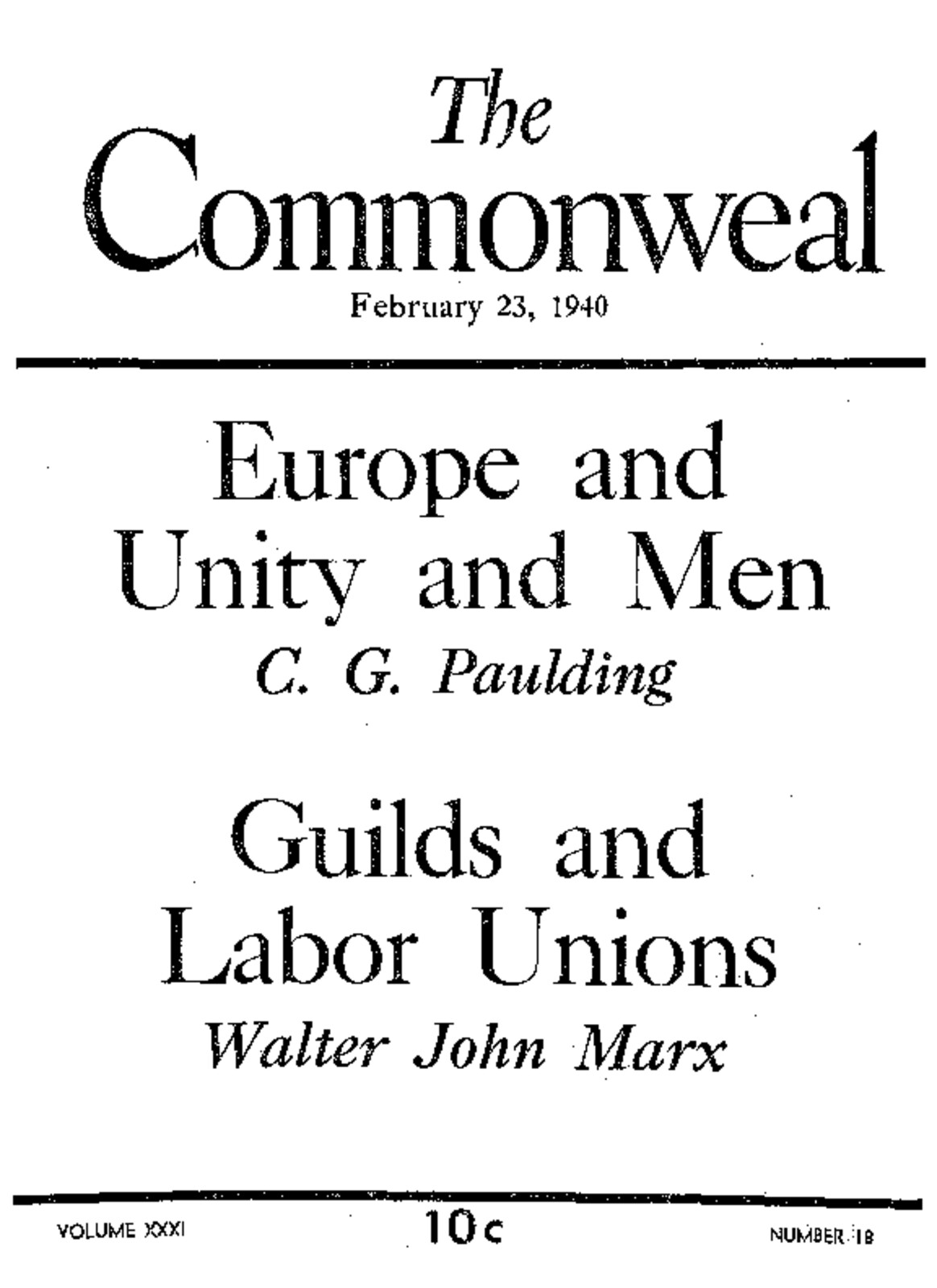 February 23, 1940 | Commonweal Magazine