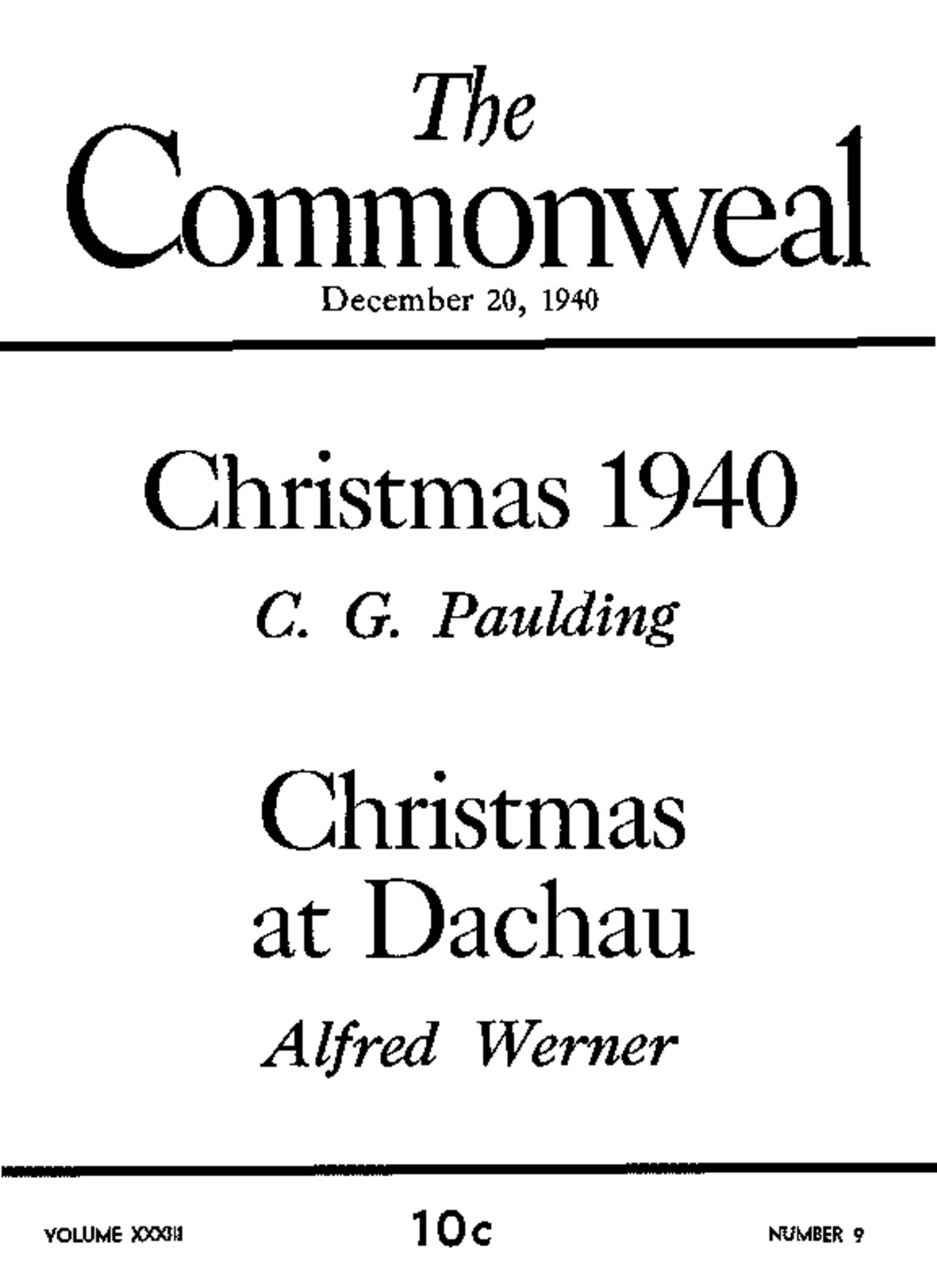 December 20, 1940 | Commonweal Magazine
