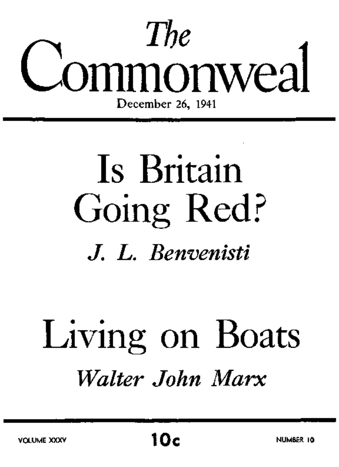 December 26, 1941 | Commonweal Magazine
