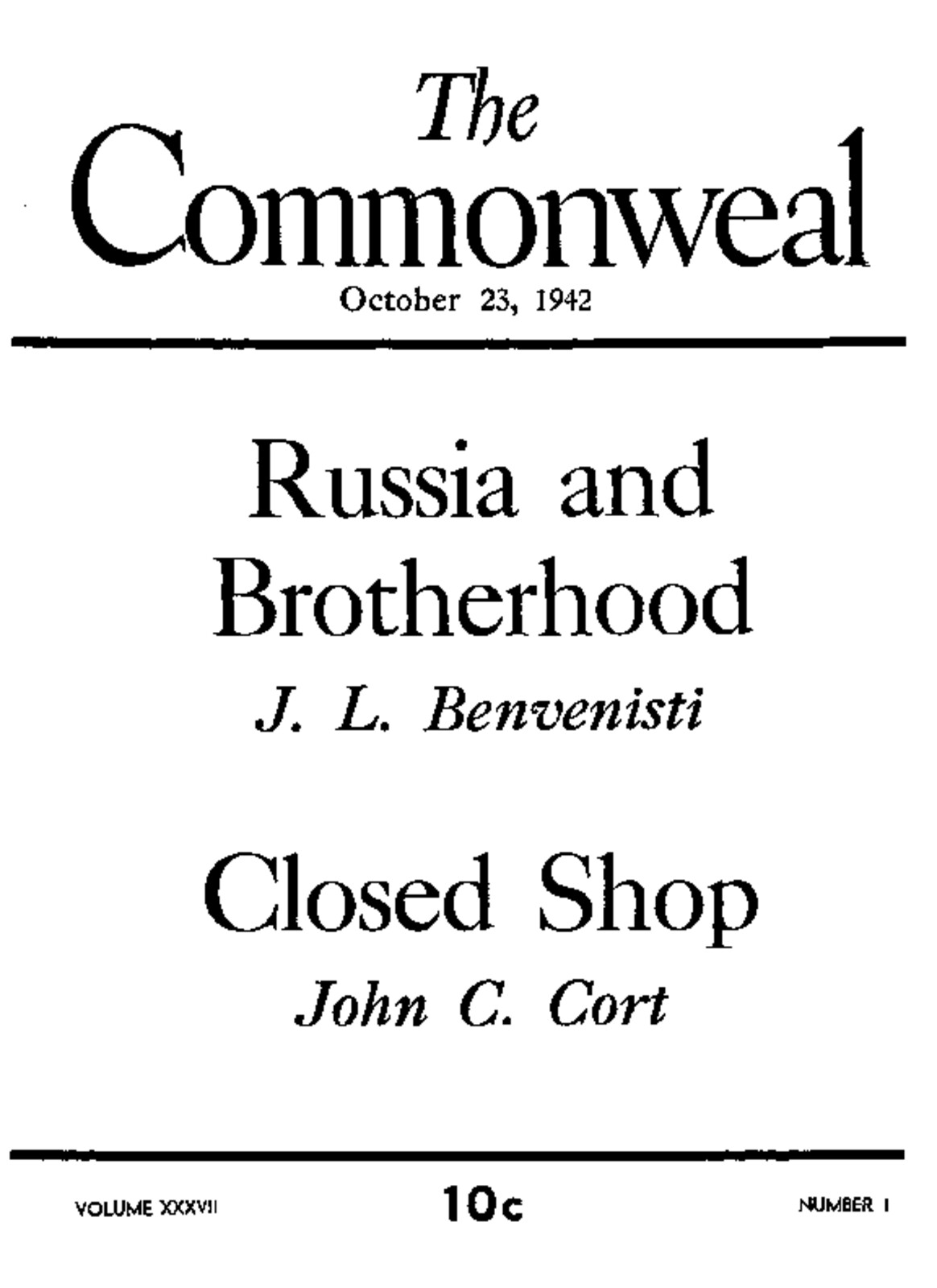 October 23, 1942 | Commonweal Magazine