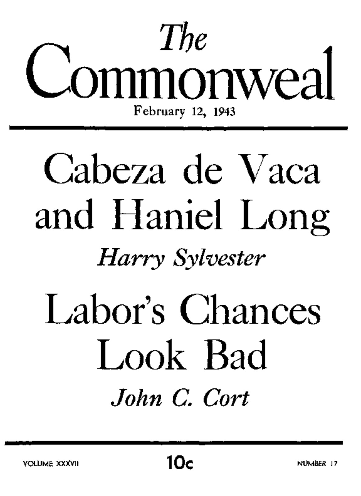 February 12, 1943 | Commonweal Magazine