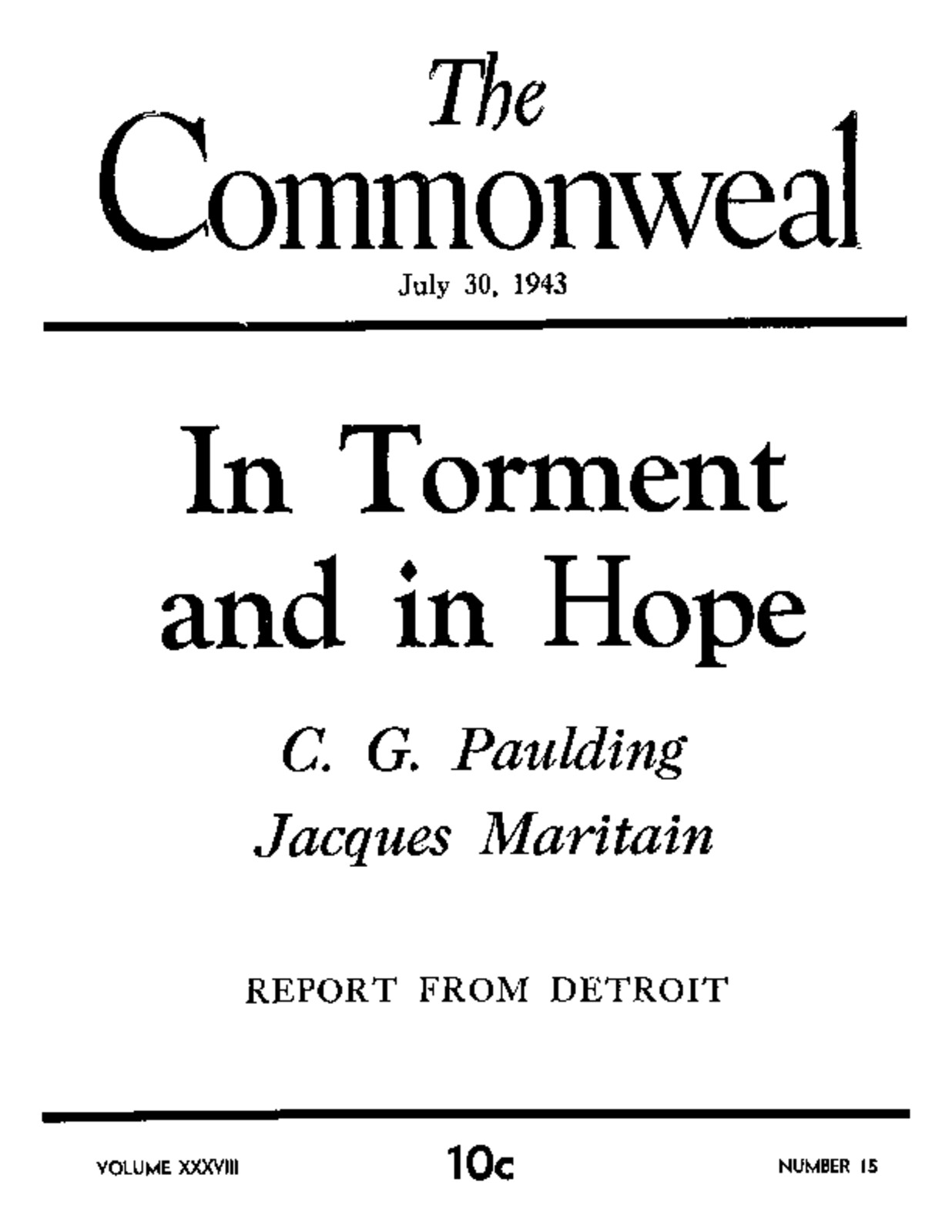 July 30, 1943 | Commonweal Magazine
