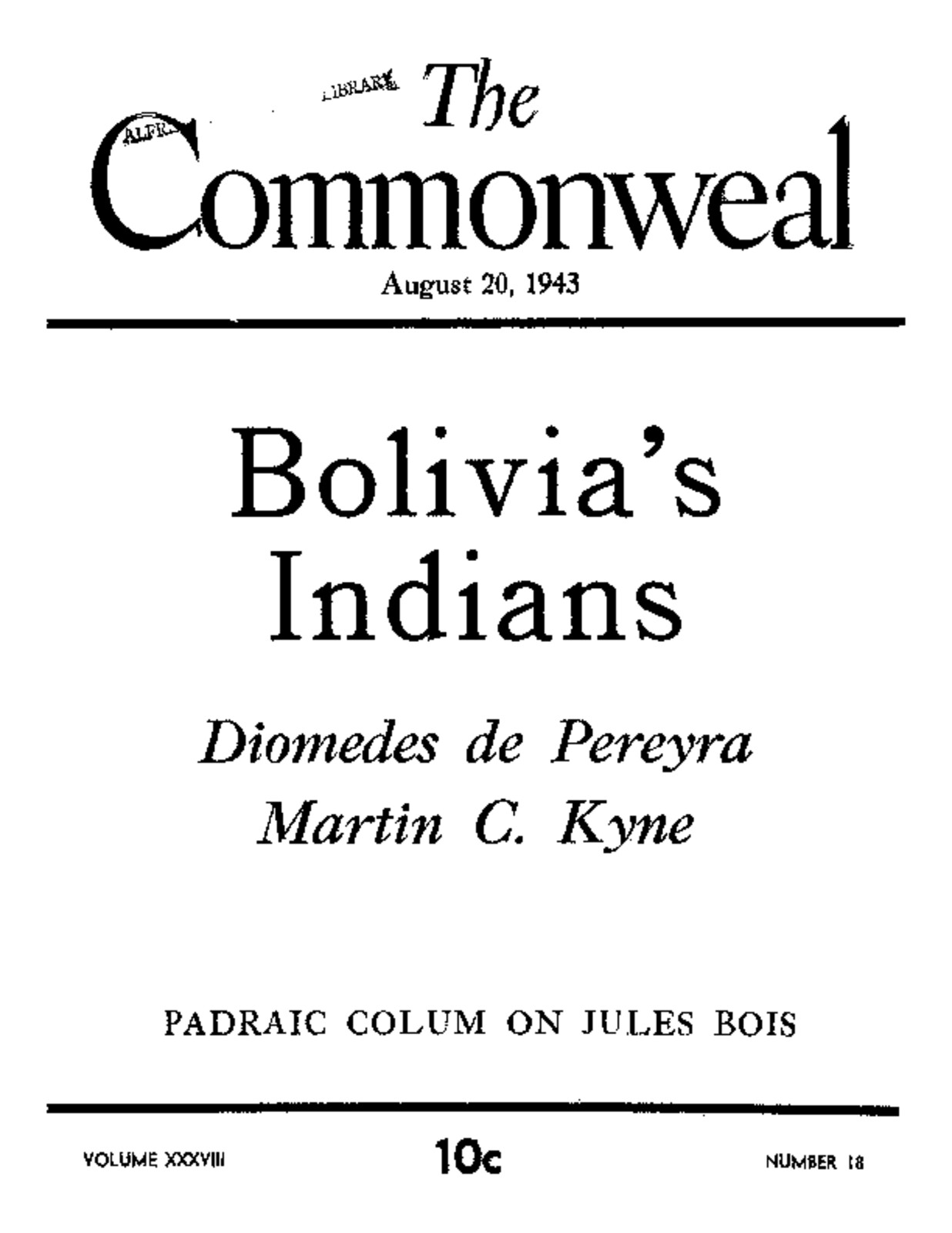 August 20, 1943 | Commonweal Magazine