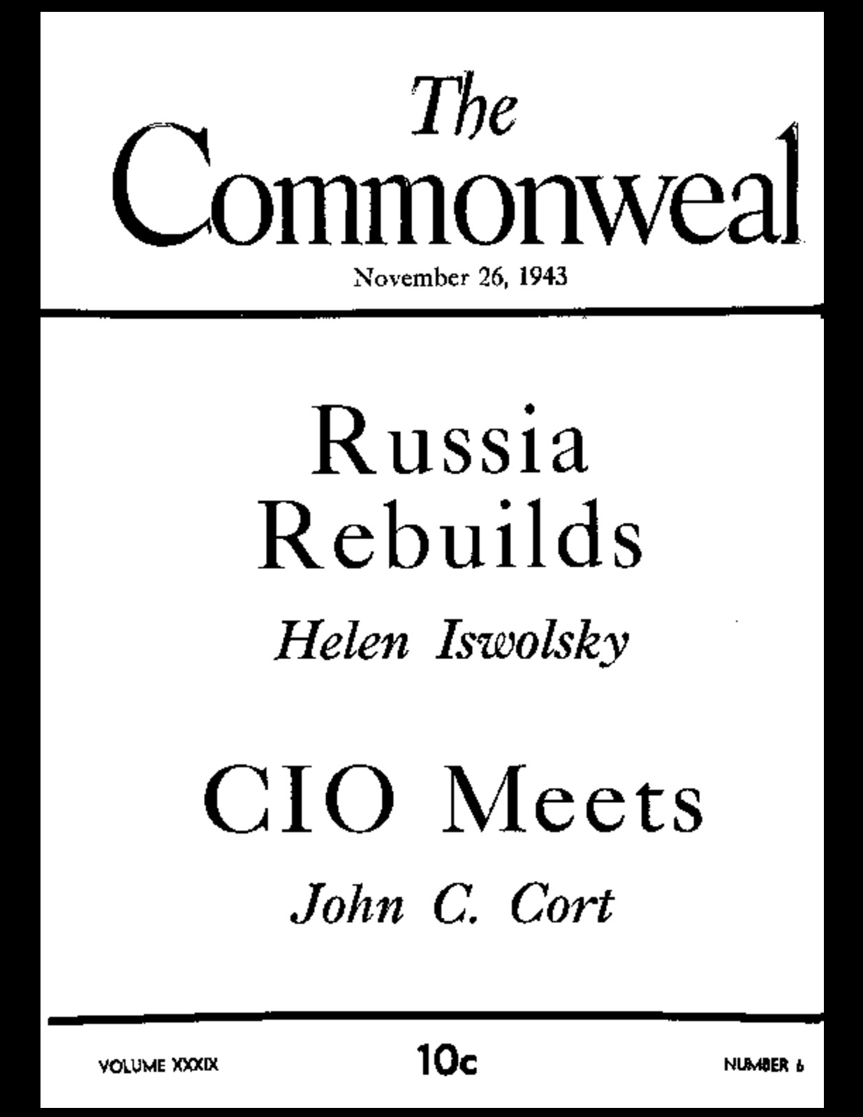 November 26, 1943 | Commonweal Magazine