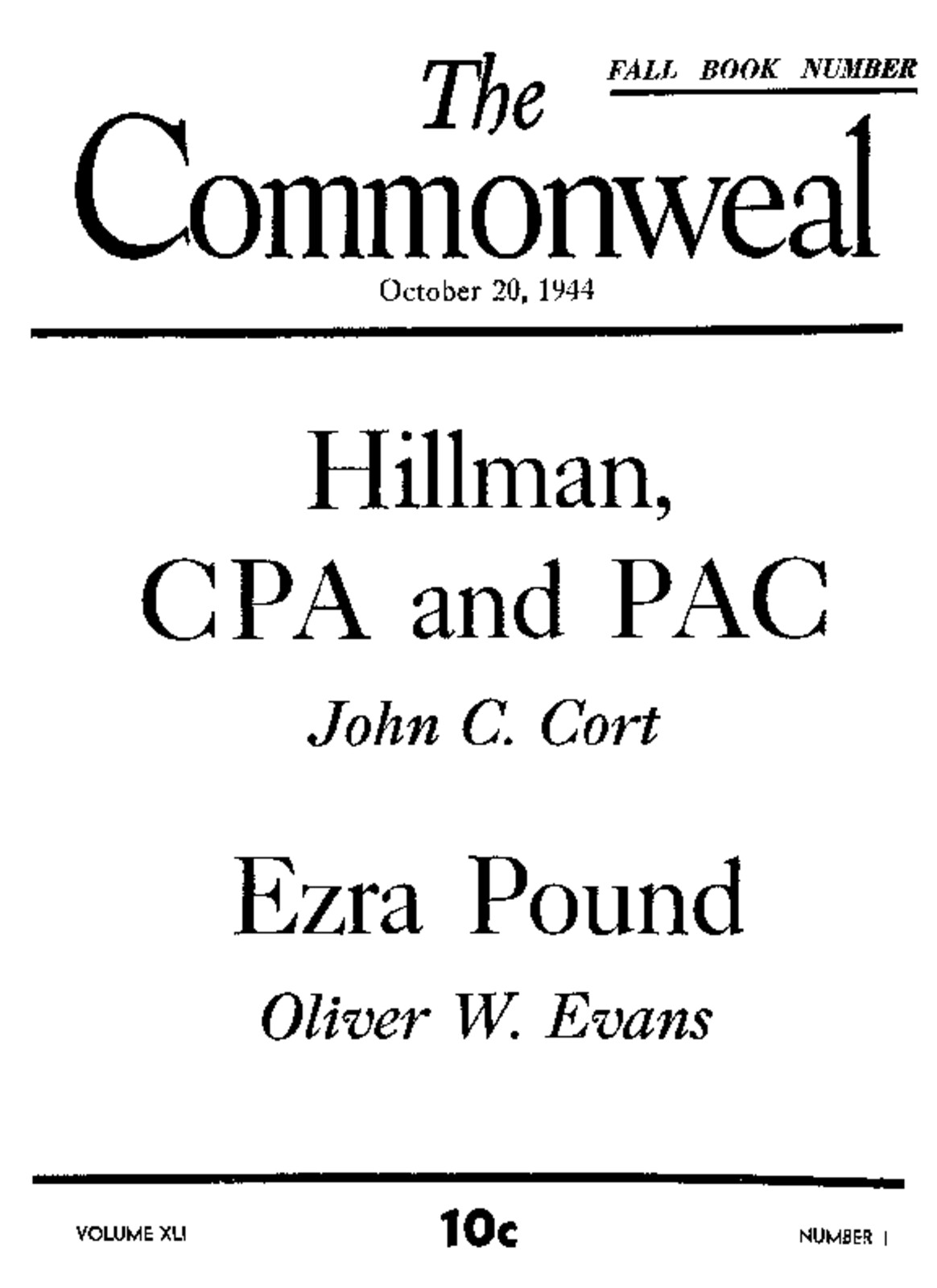 October 20, 1944 | Commonweal Magazine