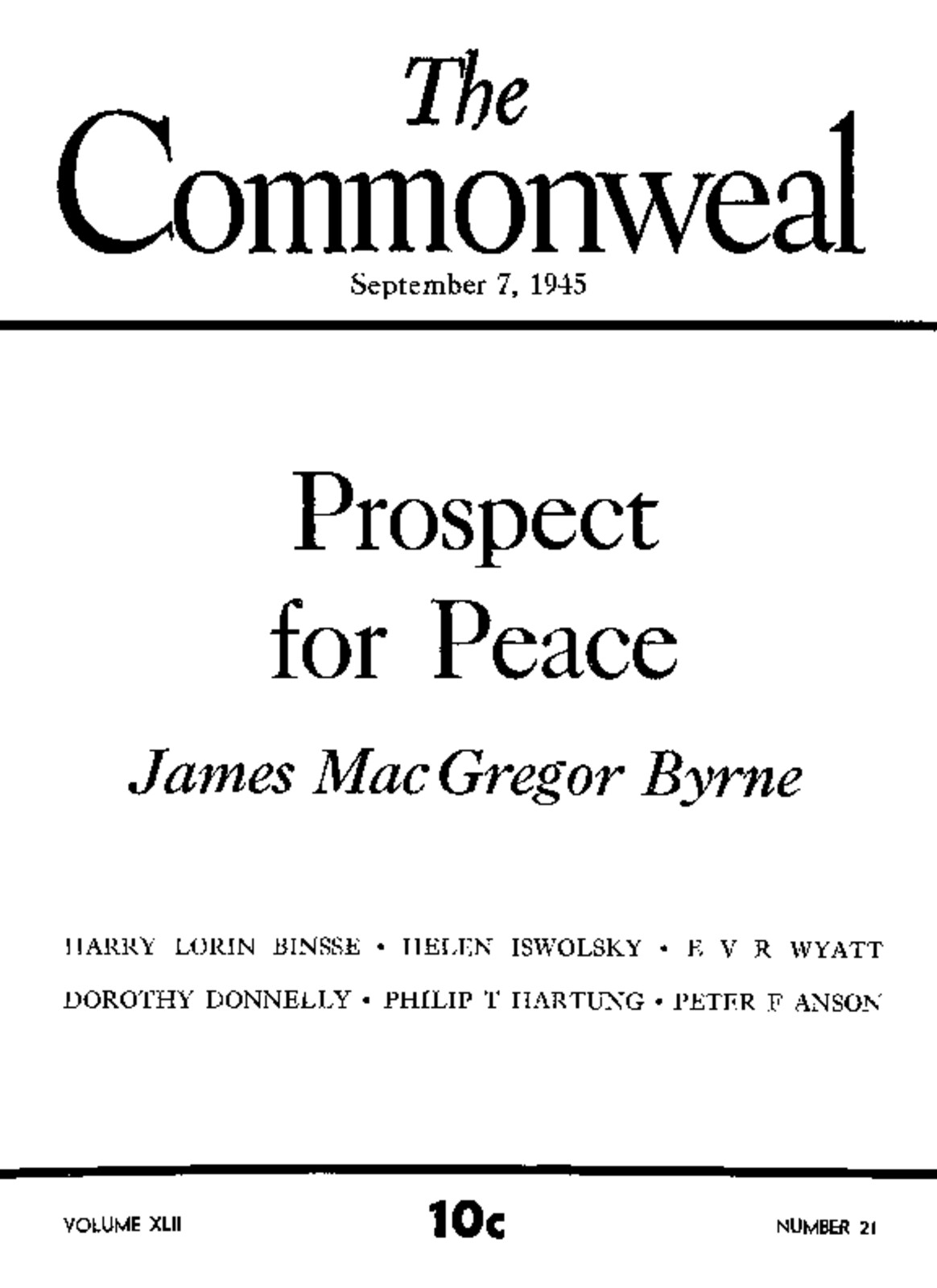 September 7, 1945 | Commonweal Magazine