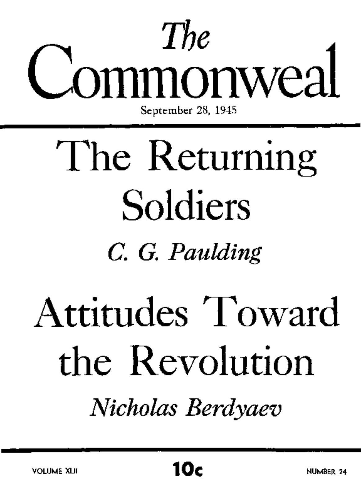 September 28, 1945 | Commonweal Magazine