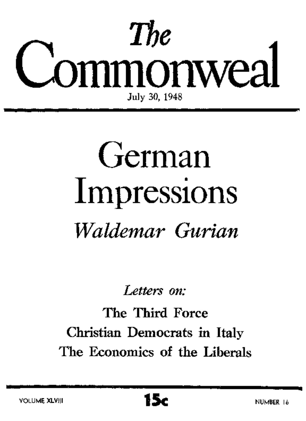 July 30, 1948 | Commonweal Magazine