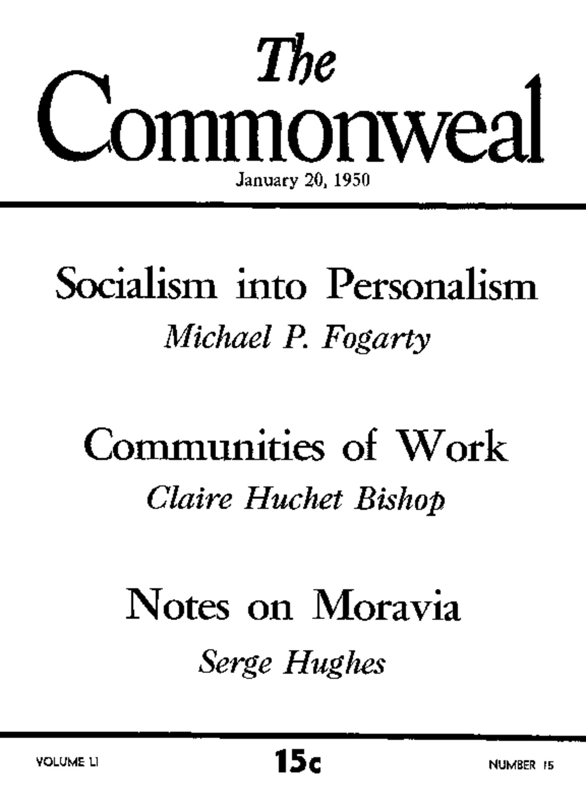 January 20, 1950 | Commonweal Magazine