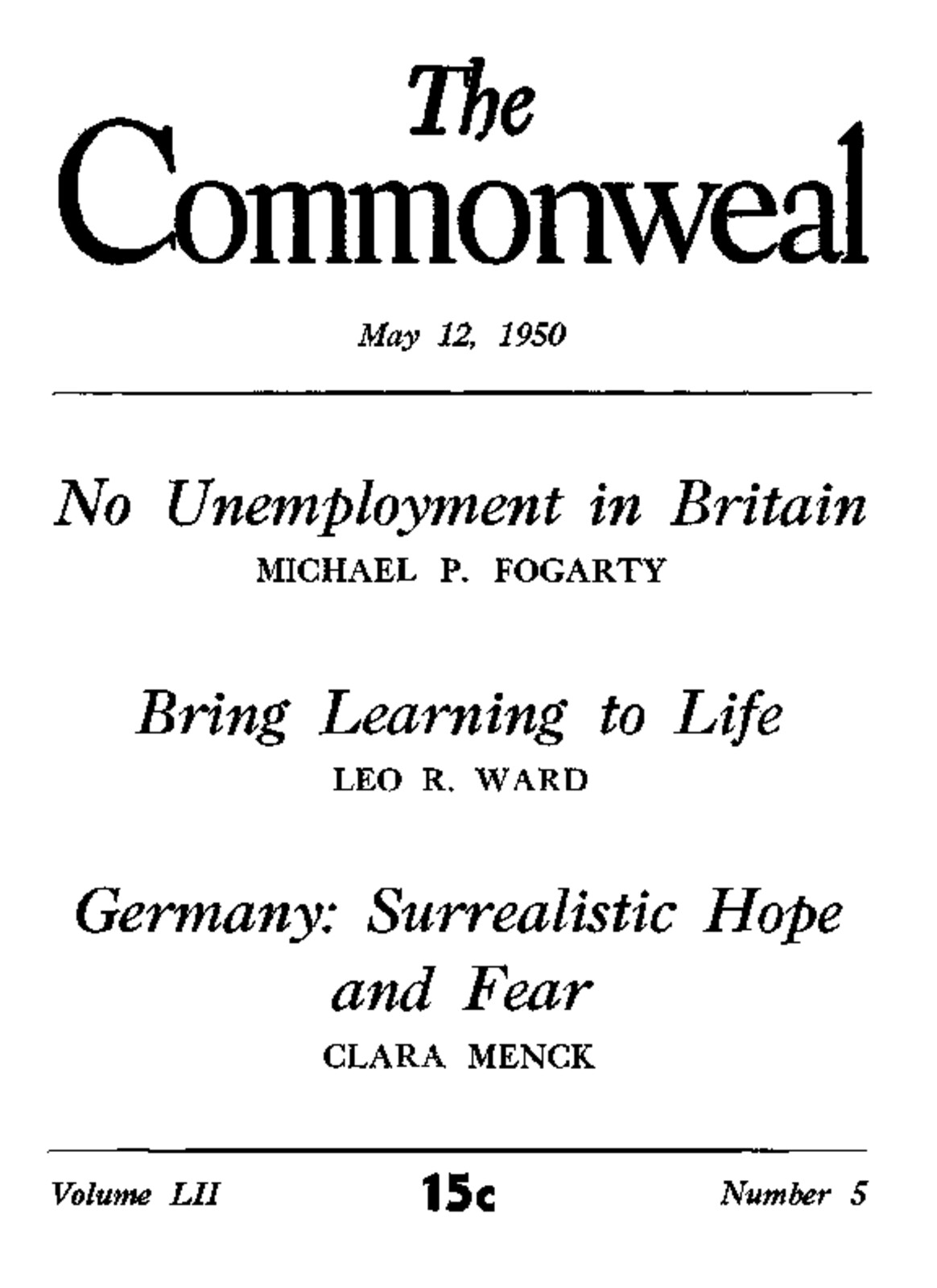 May 12, 1950 | Commonweal Magazine