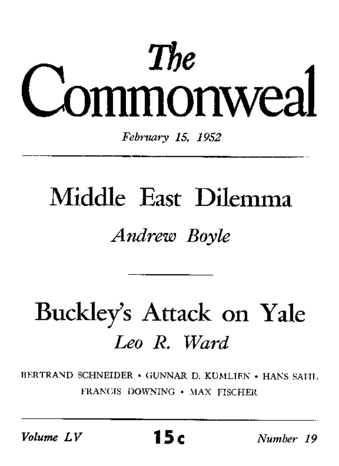 February 15, 1952 | Commonweal Magazine