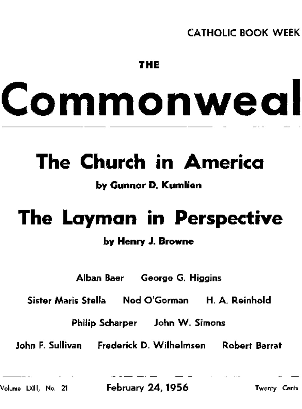 February 24, 1956 | Commonweal Magazine