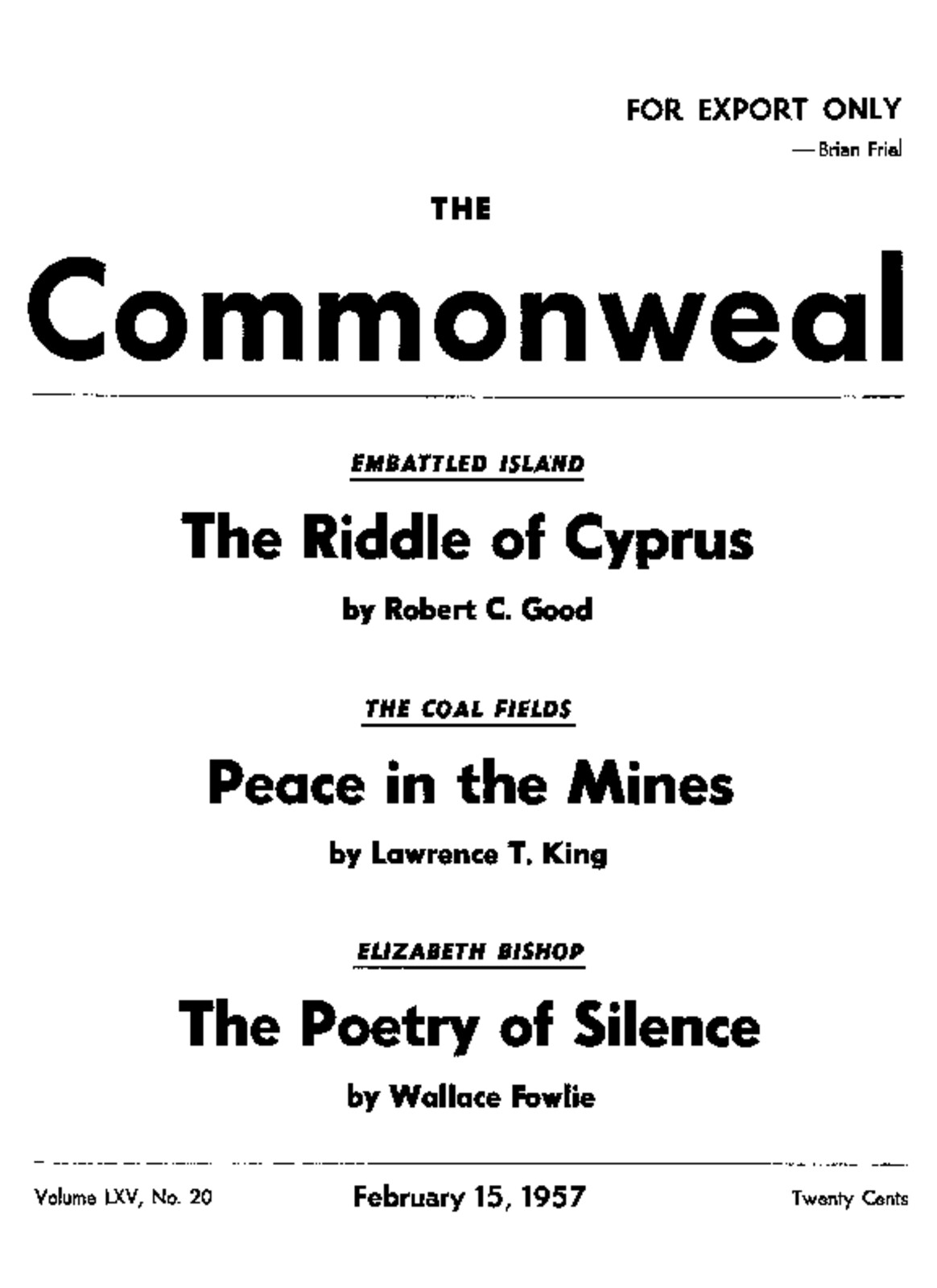 February 15, 1957 | Commonweal Magazine