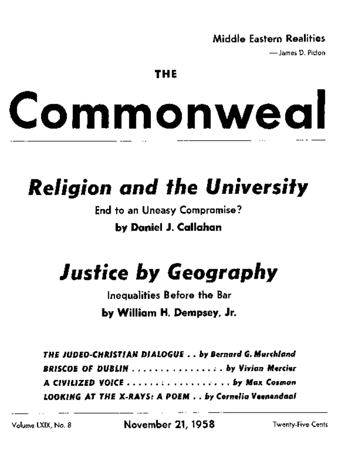 November 21, 1958 | Commonweal Magazine