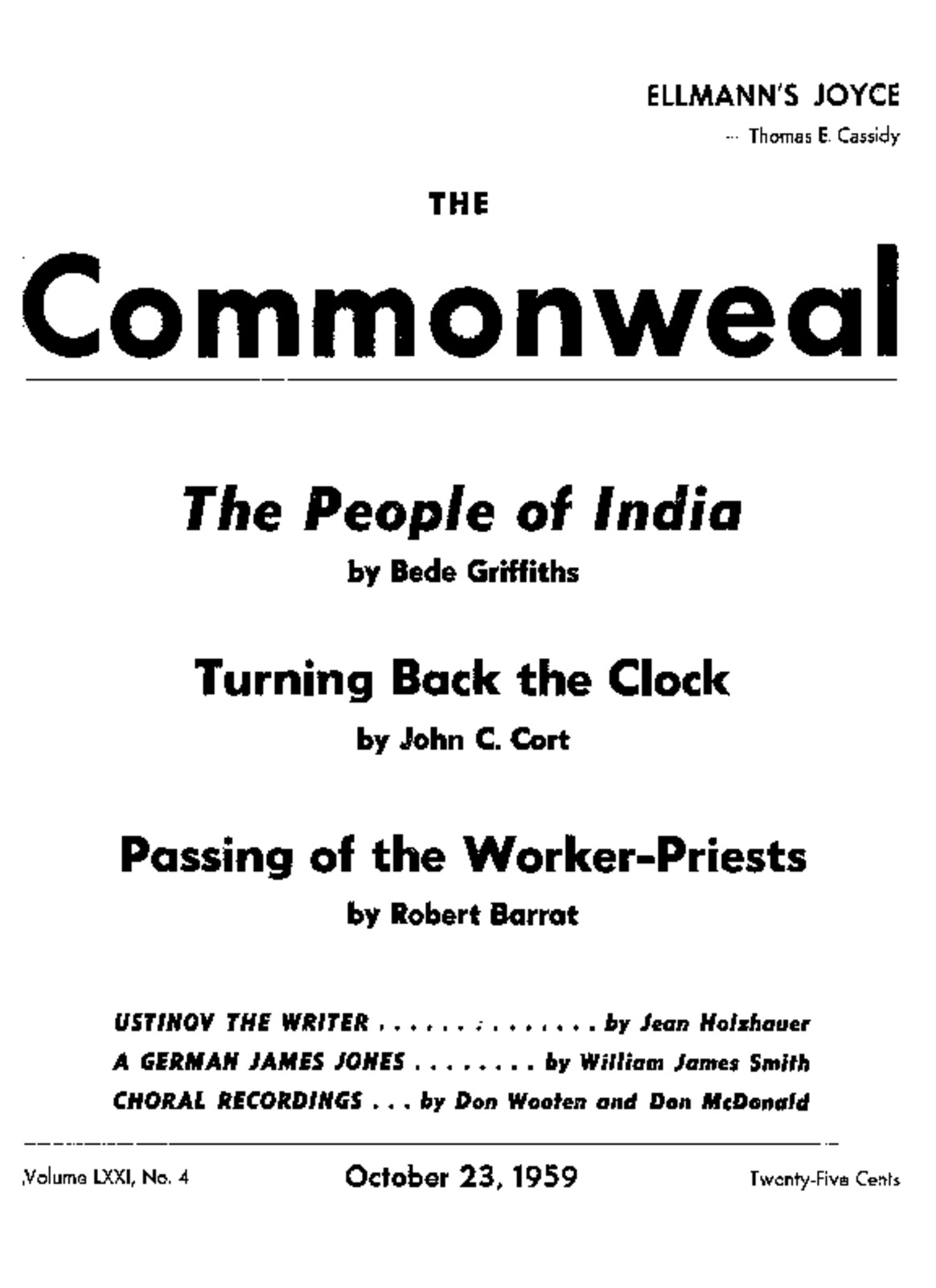 October 23, 1959 | Commonweal Magazine