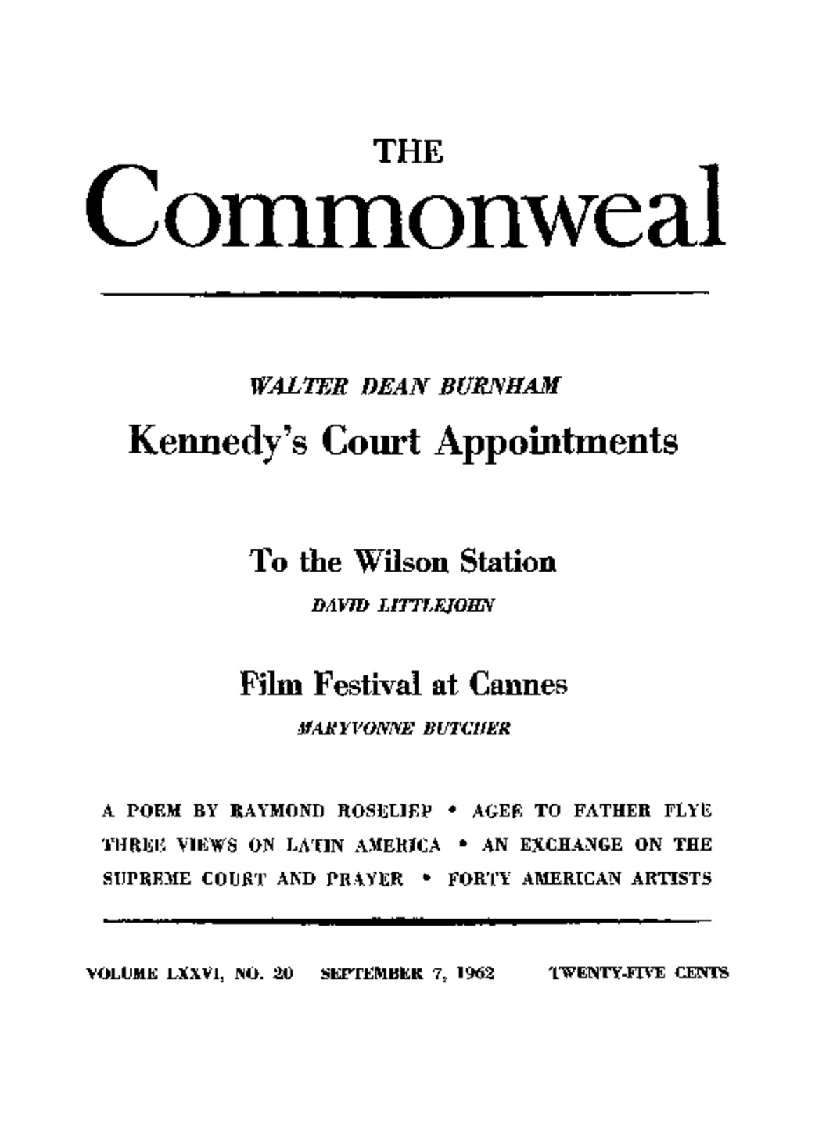 September 7, 1962 | Commonweal Magazine
