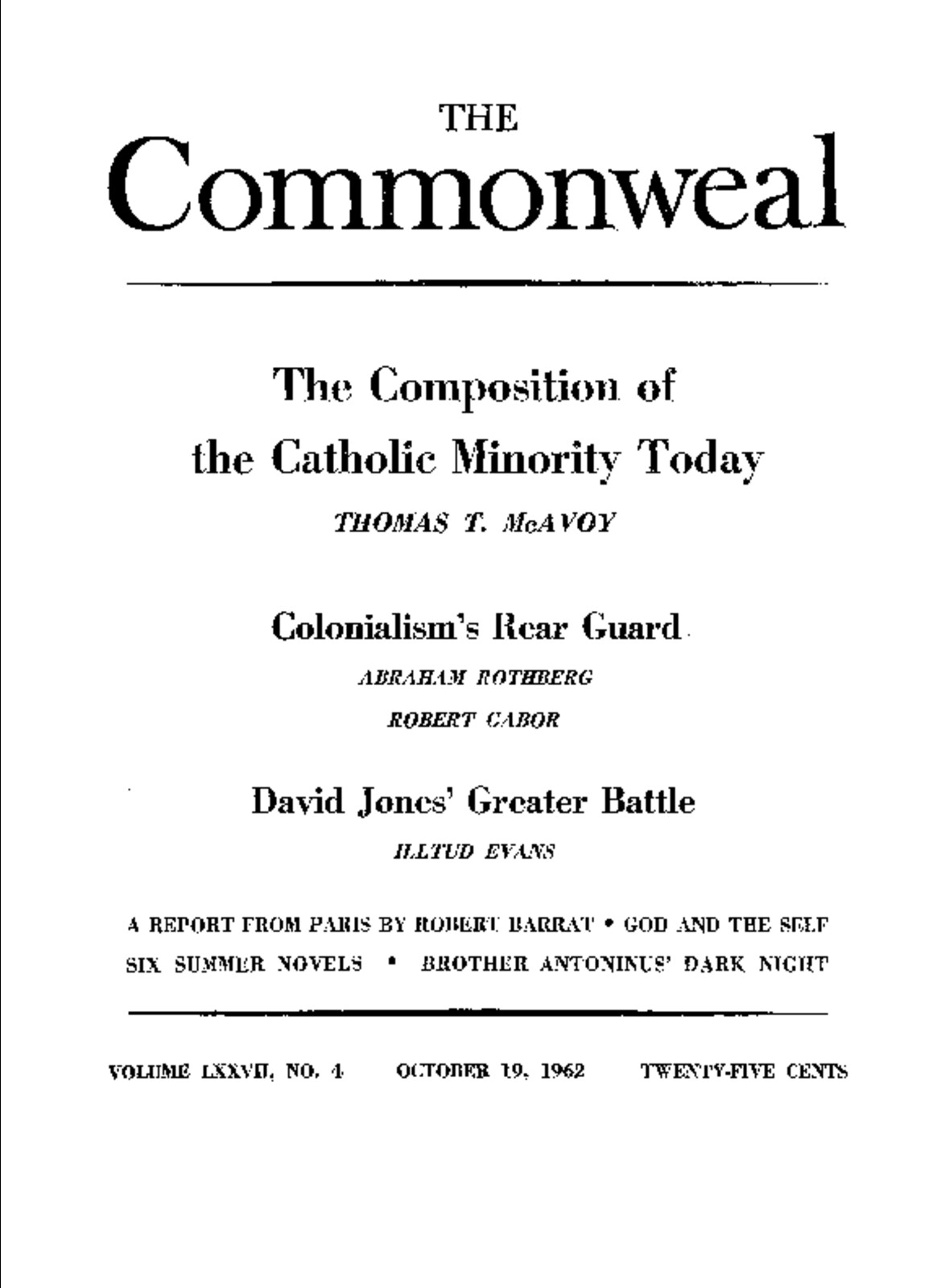 October 19, 1962 | Commonweal Magazine