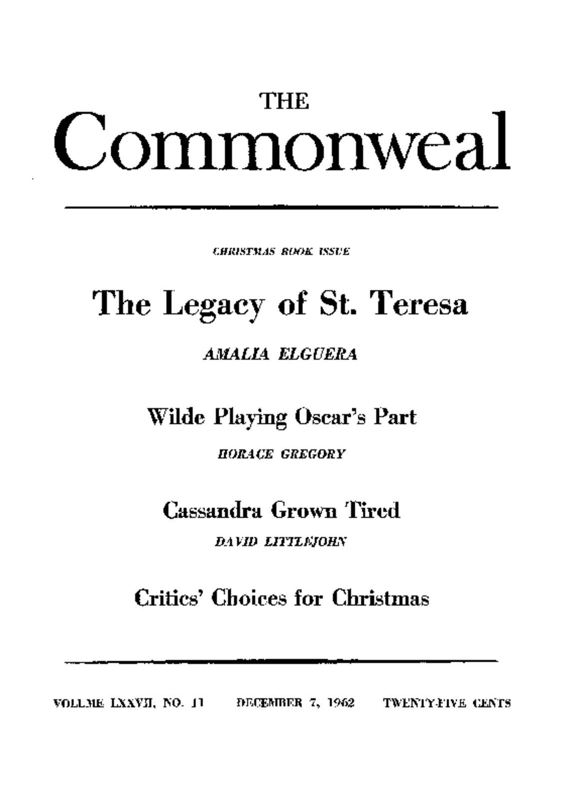 December 7, 1962 | Commonweal Magazine