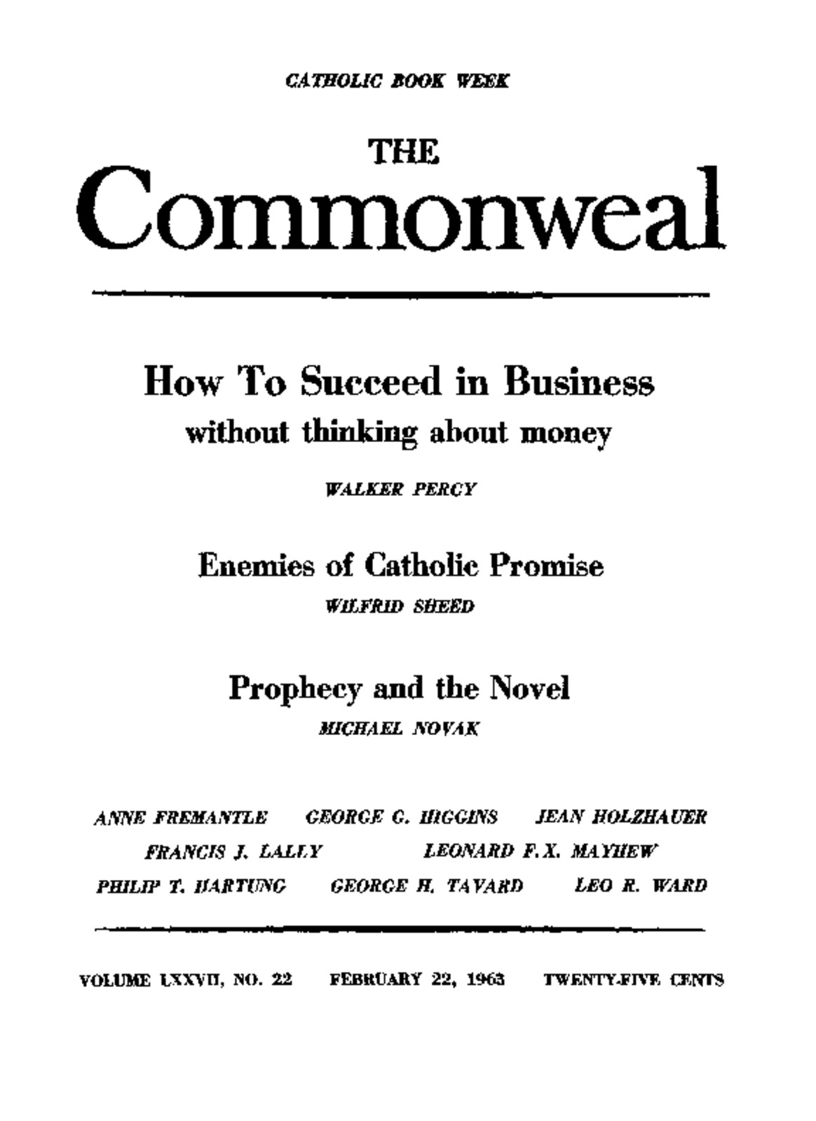 February 22, 1963 | Commonweal Magazine