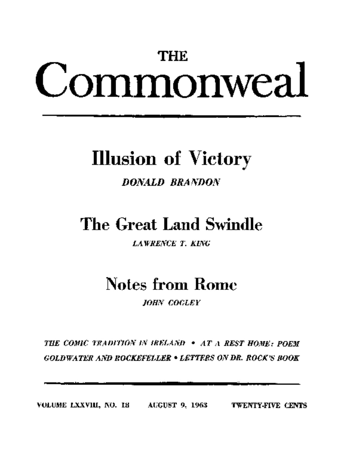 August 9, 1963 | Commonweal Magazine
