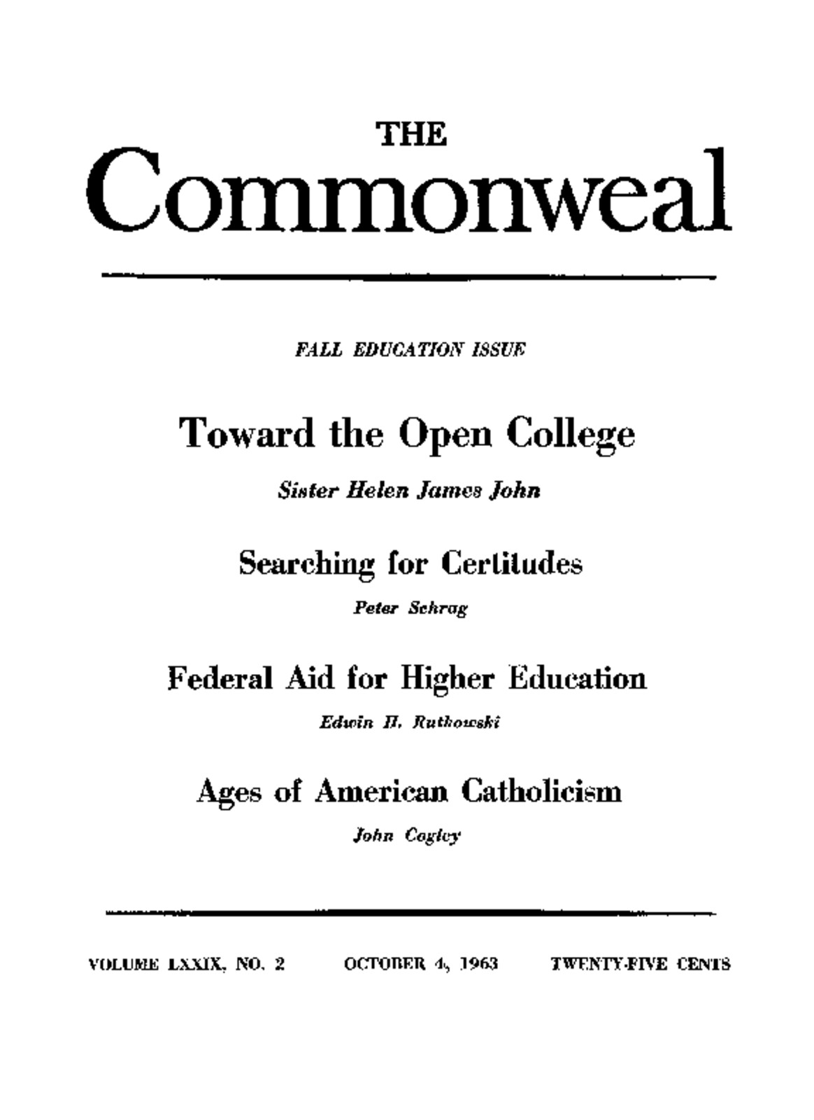 October 4, 1963 | Commonweal Magazine