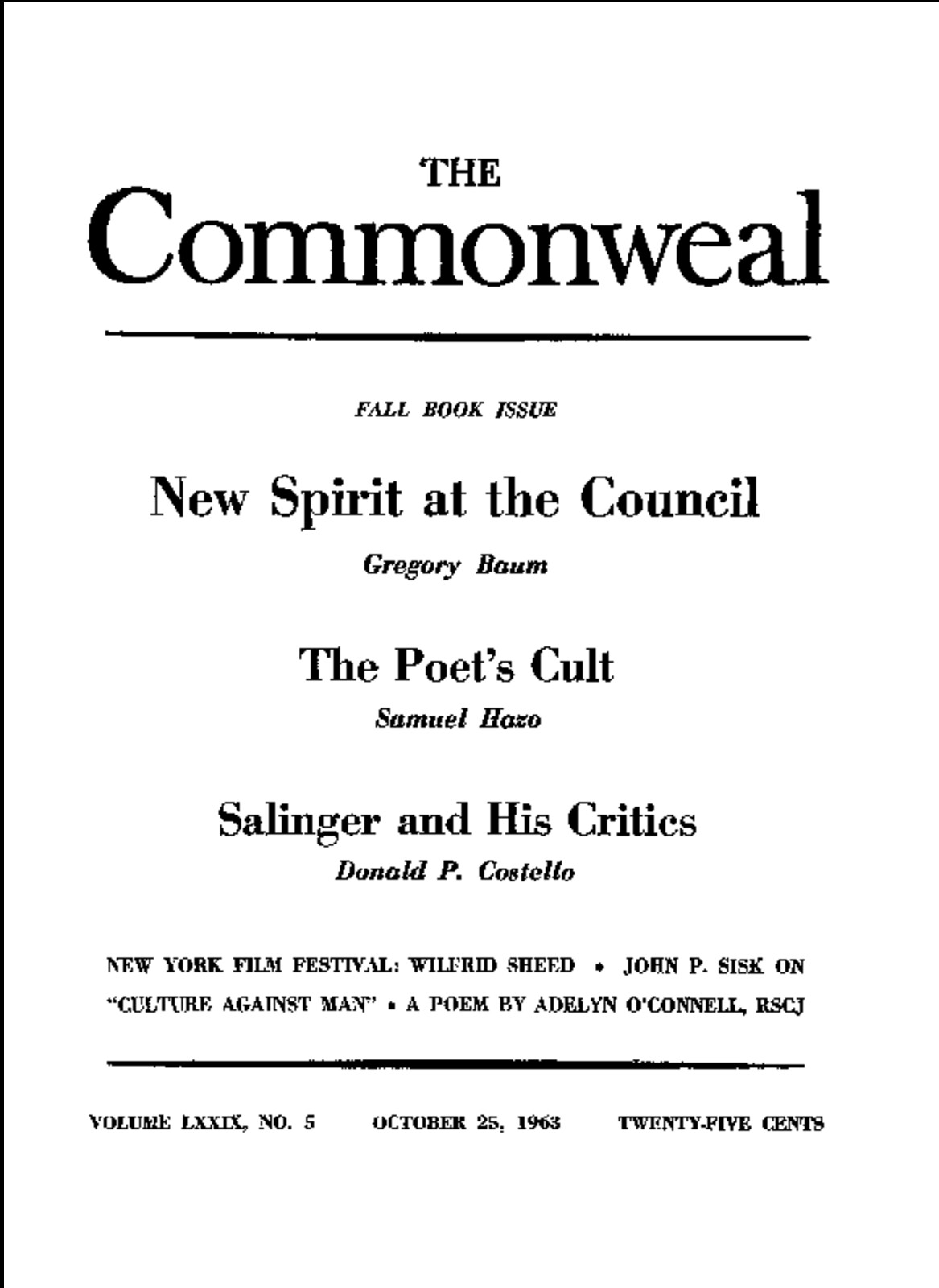October 25, 1963 | Commonweal Magazine
