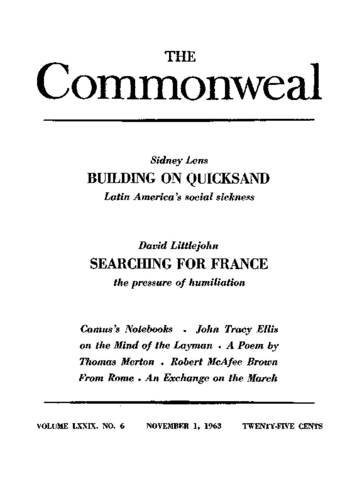 November 1, 1963 | Commonweal Magazine