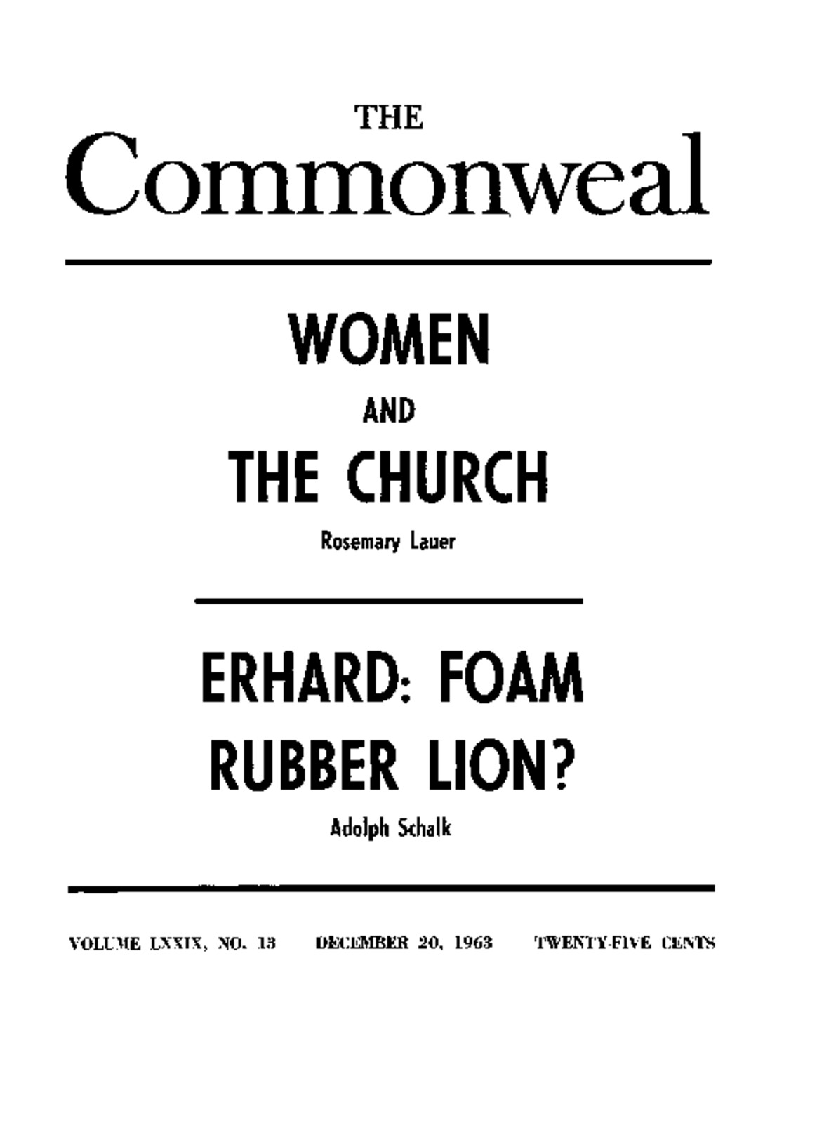 December 20, 1963 | Commonweal Magazine