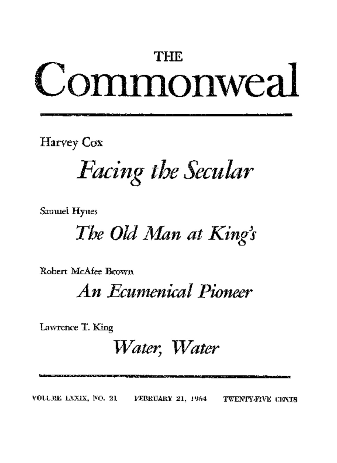 February 21, 1964 | Commonweal Magazine