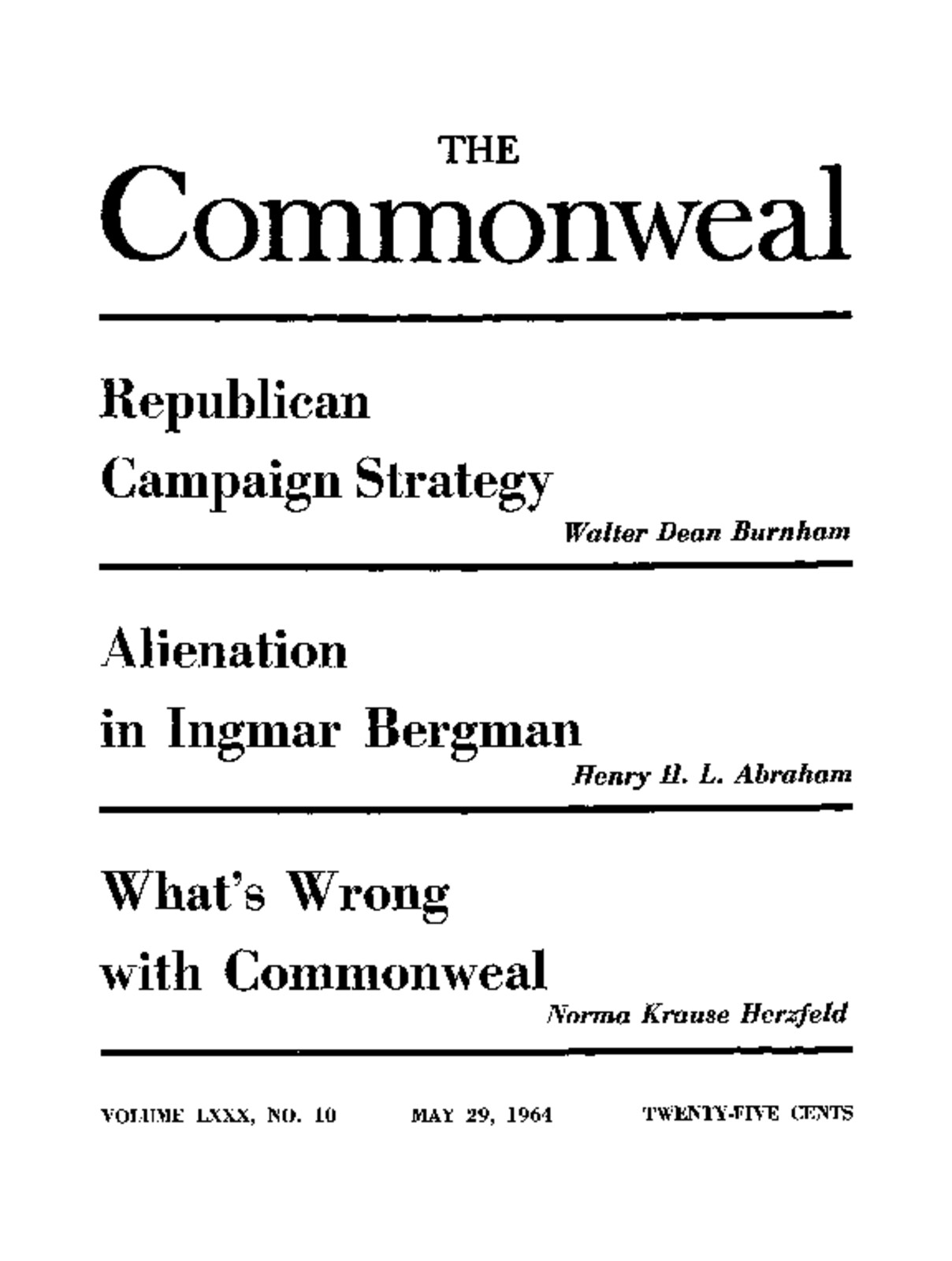 May 29, 1964 | Commonweal Magazine