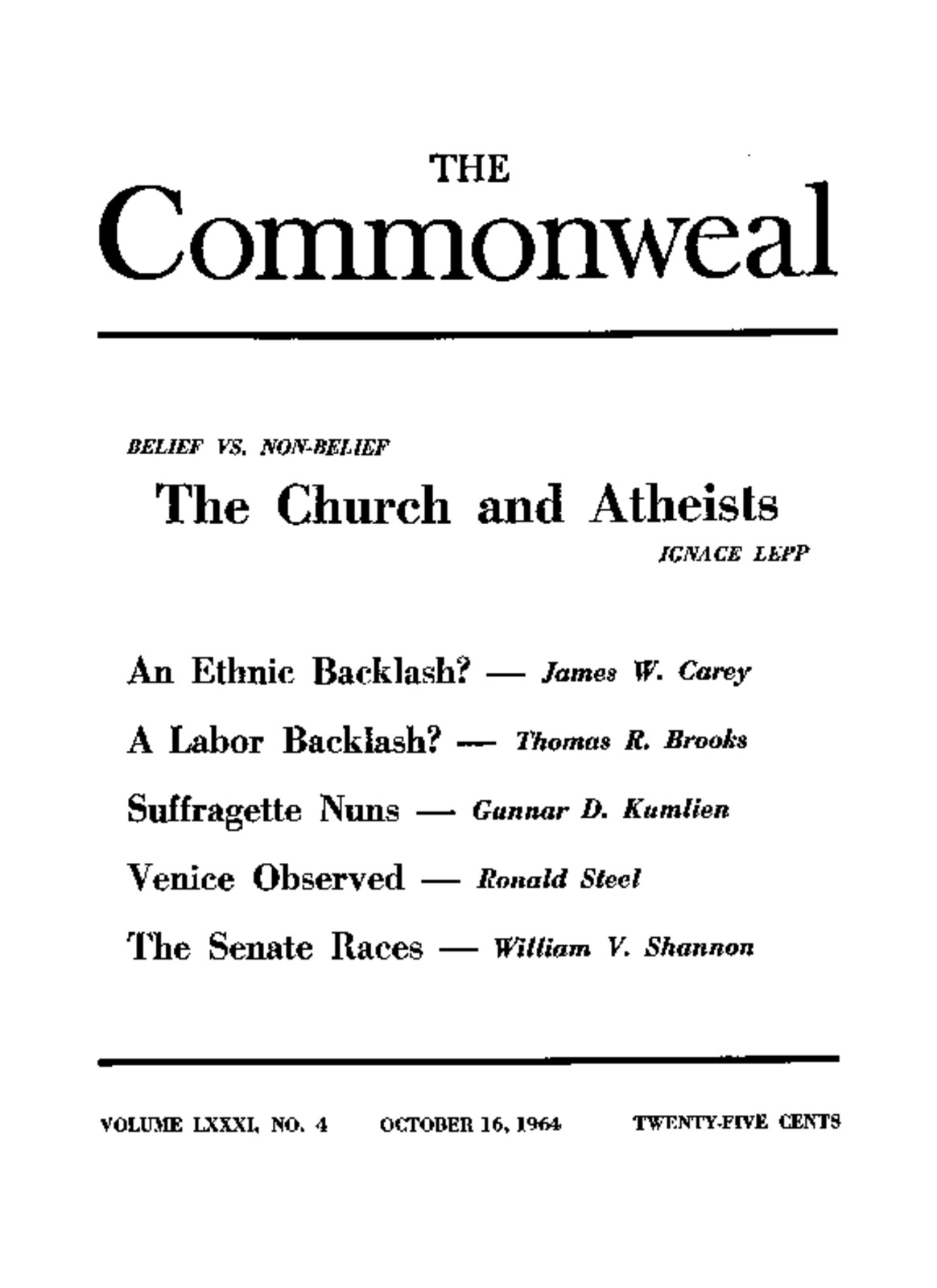 October 16, 1964 | Commonweal Magazine