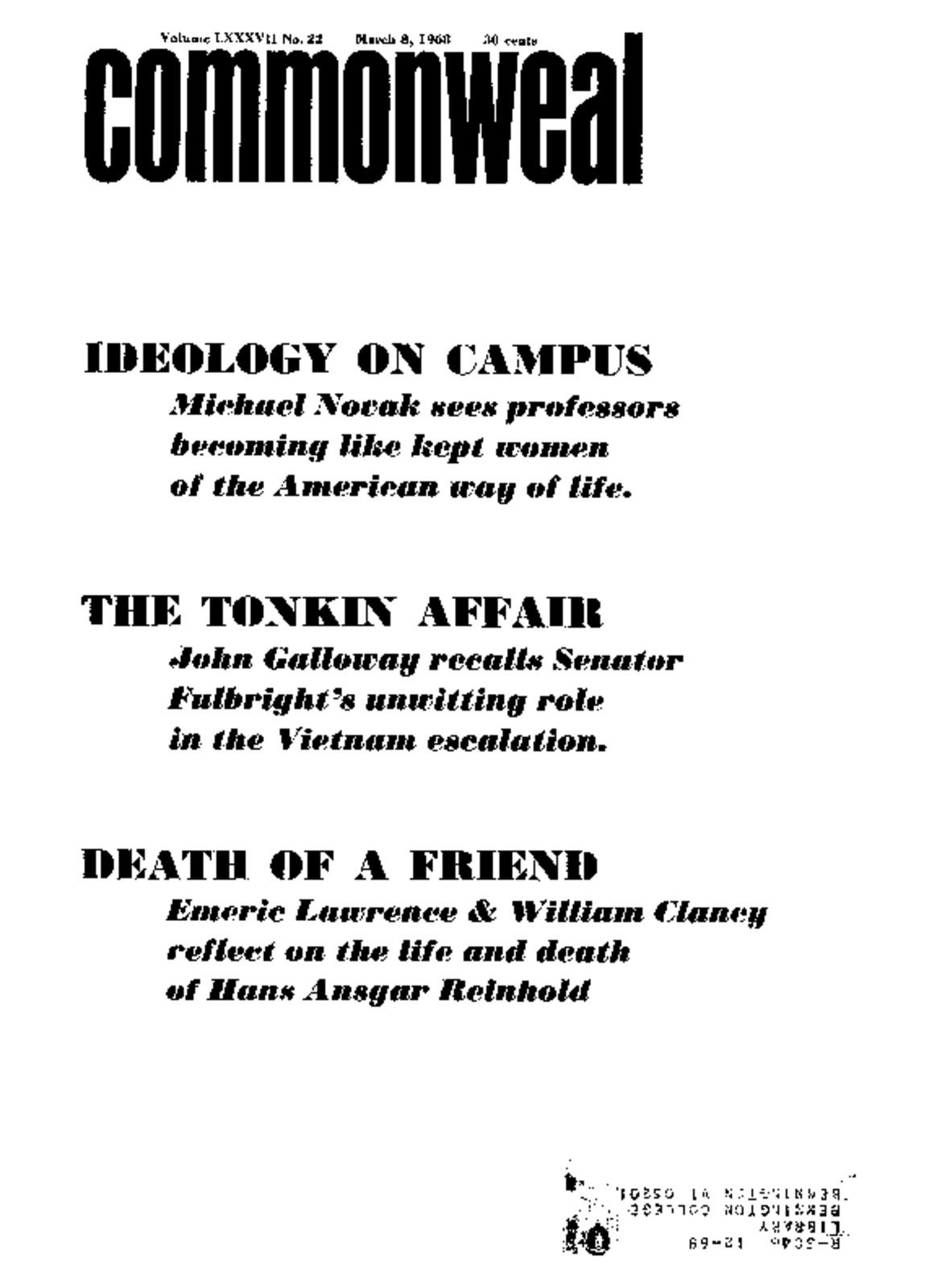 March 8, 1968 | Commonweal Magazine