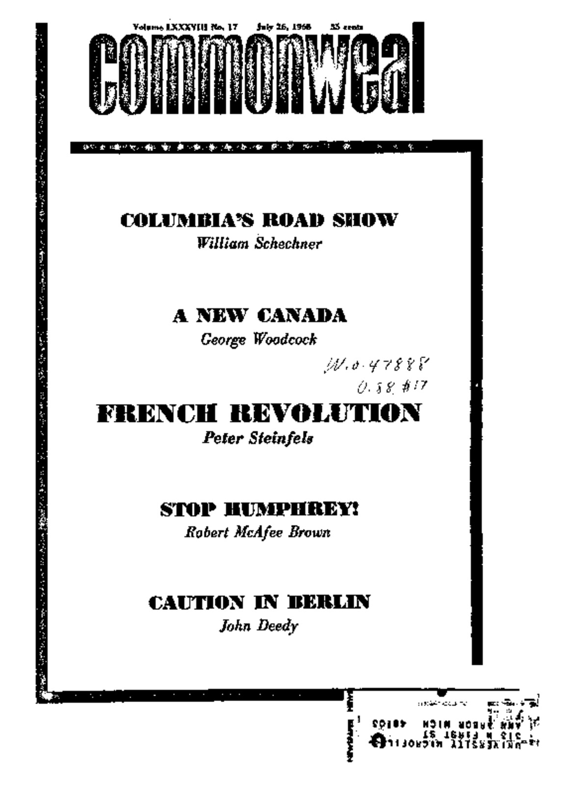 July 26, 1968 | Commonweal Magazine