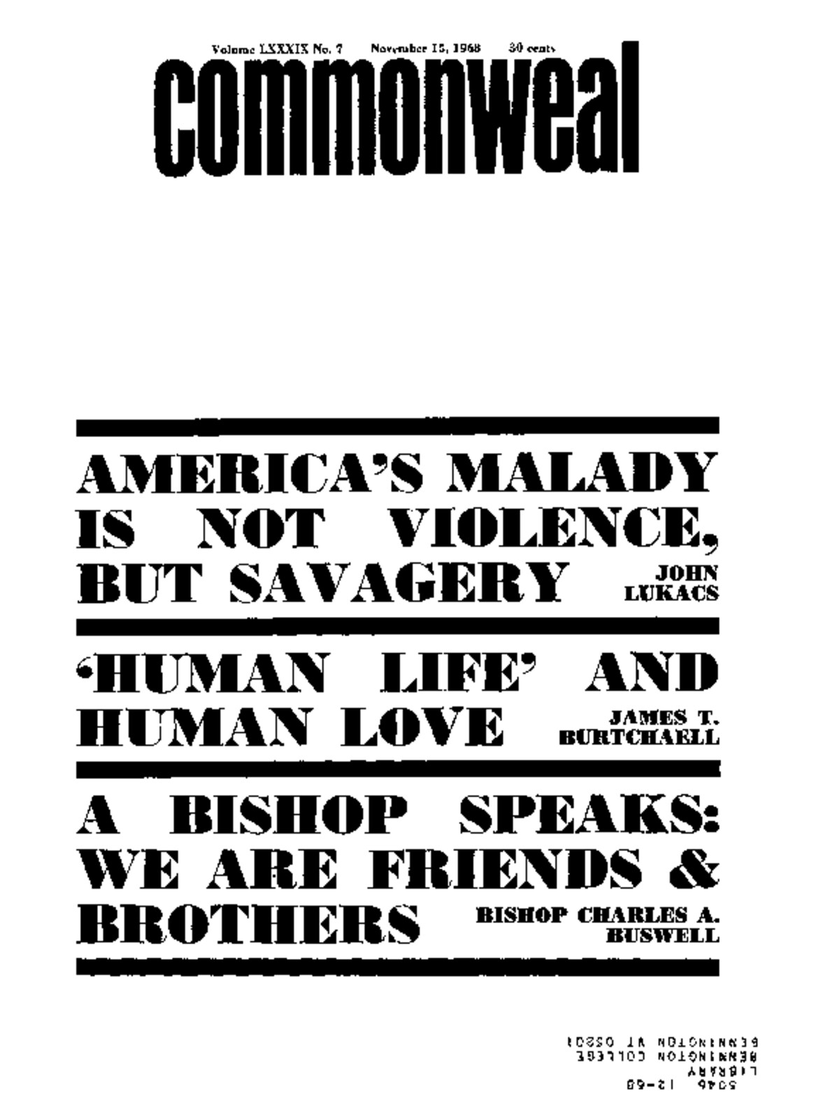 November 15, 1968 | Commonweal Magazine