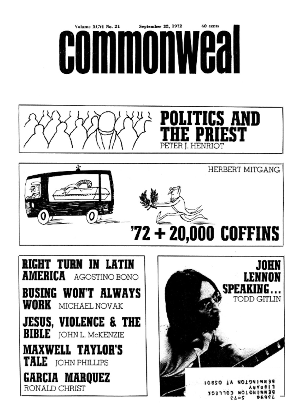 September 22, 1972 | Commonweal Magazine