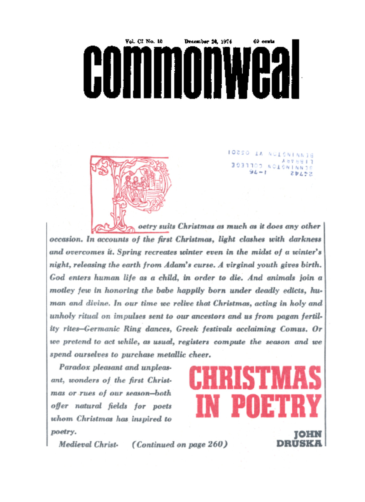 December 20, 1974 | Commonweal Magazine